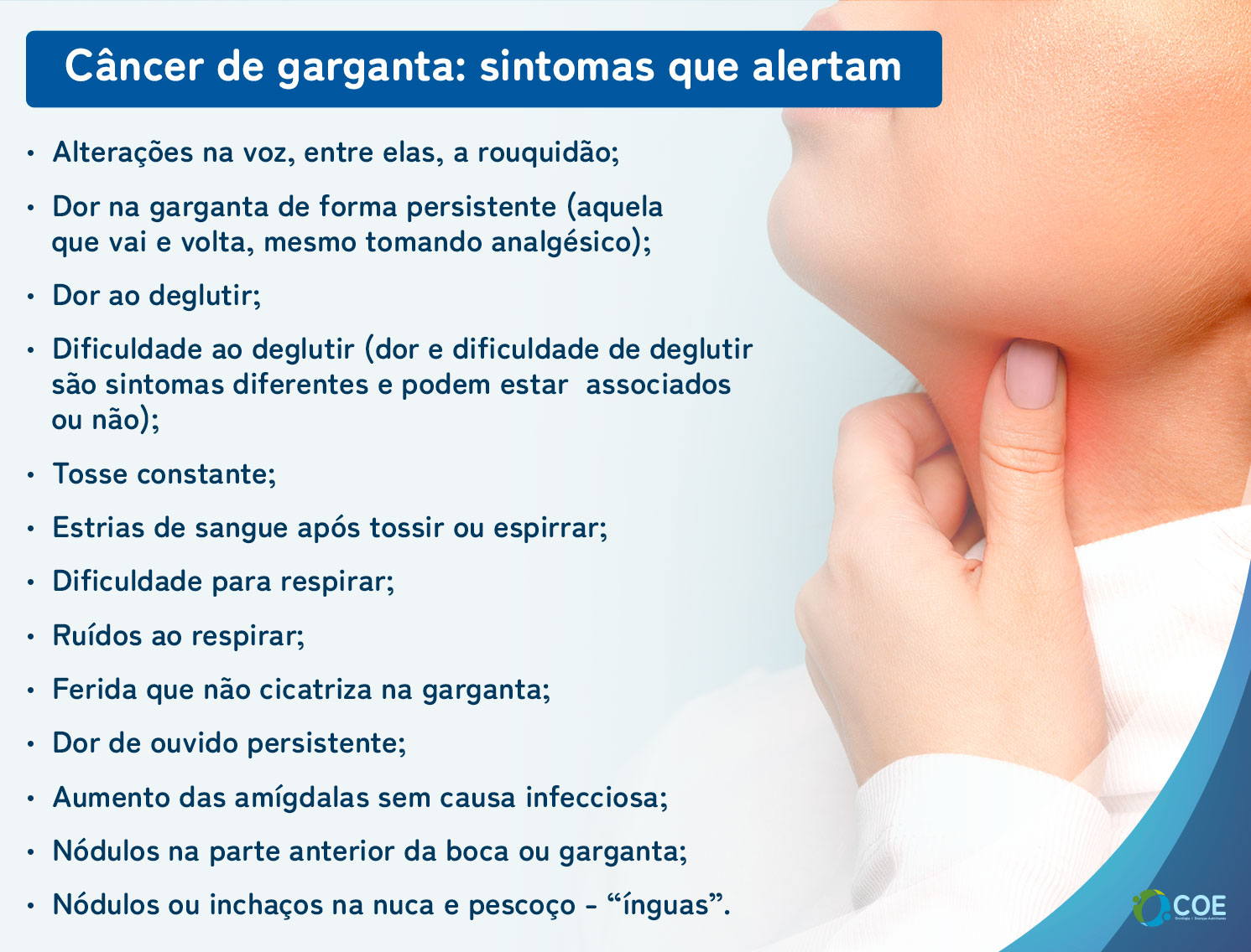 Câncer de garganta: causas, sintomas e tratamento – COE